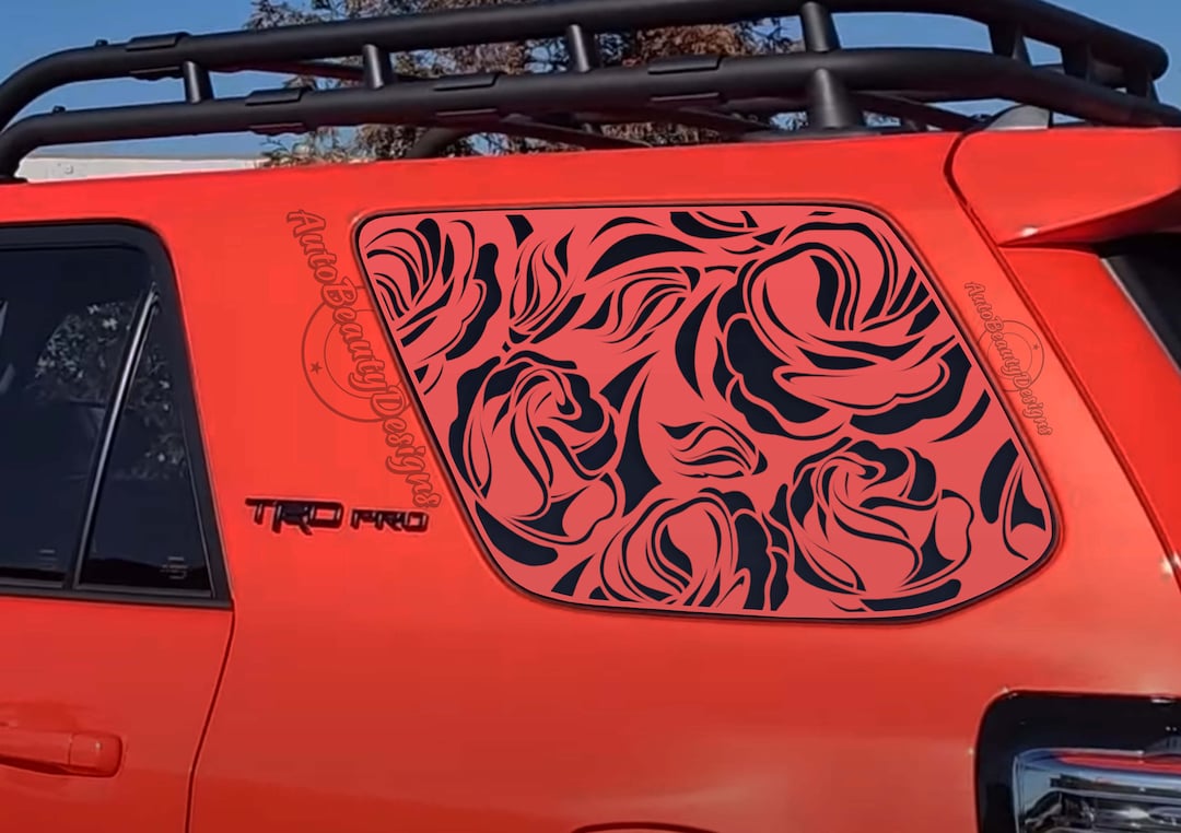 Fits 2010-2024 Toyota 4RUNNER Rear Side Window Floral Flowers Rose ...