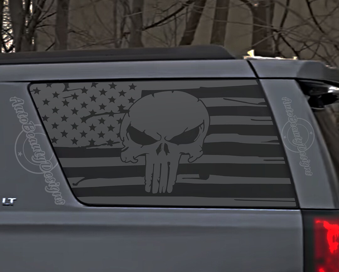 Fits 2015-2020 Chevy Tahoe Rear Side Window Punisher Distressed ...