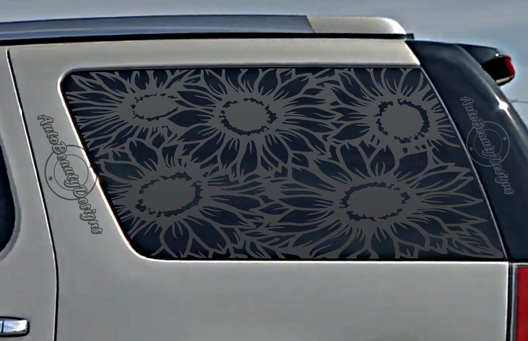 Fits 2007-2014 GMC Yukon Rear Side Window Floral Sunflowers Decal ...