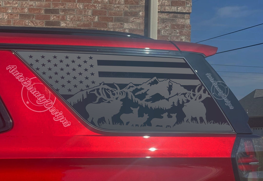 Fits 2021-2026 GMC Yukon Rear Side Window American Flag Mountain Tree ...
