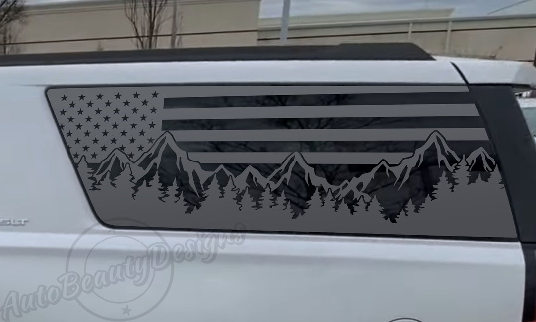 Fits 2015-2020 GMC Yukon XL Rear Side Window American Flag Mountain ...