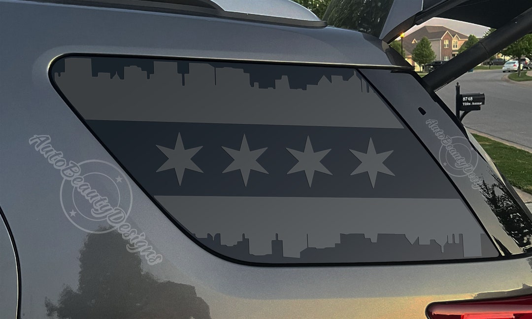 Fits 2011-2019 Ford Explorer Rear Side Window Chicago City Flag Skyline ...