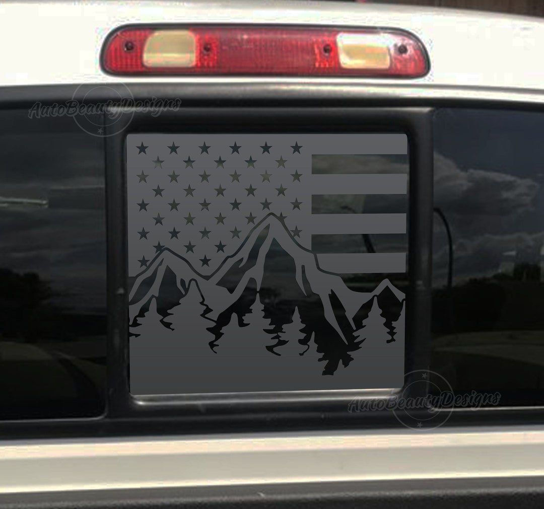 Fits 2007-2021 Toyota Tundra Rear Sliding Window American Flag Mountain ...