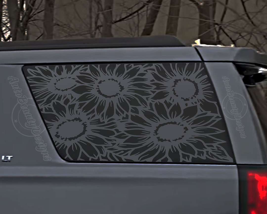 Fits 2015-2020 Chevy Tahoe Rear Side Window Floral Sunflowers Decal ...