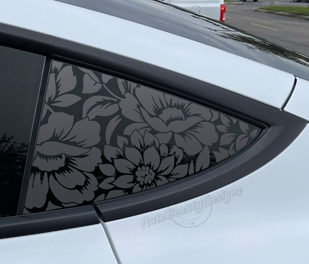 Fits 2016-2023 Tesla Model 3 Rear Side Windows Floral Flowers Print ...