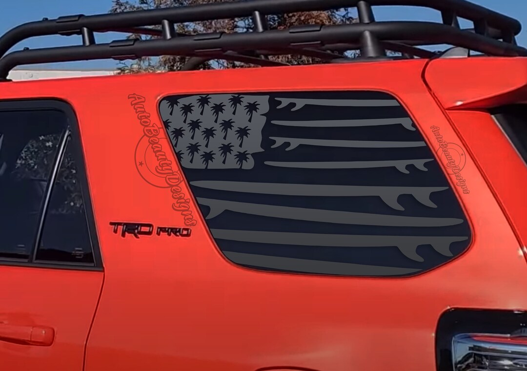 Fits 2010-2024 Toyota 4RUNNER Rear Side Window Palm Tree Surfboard ...