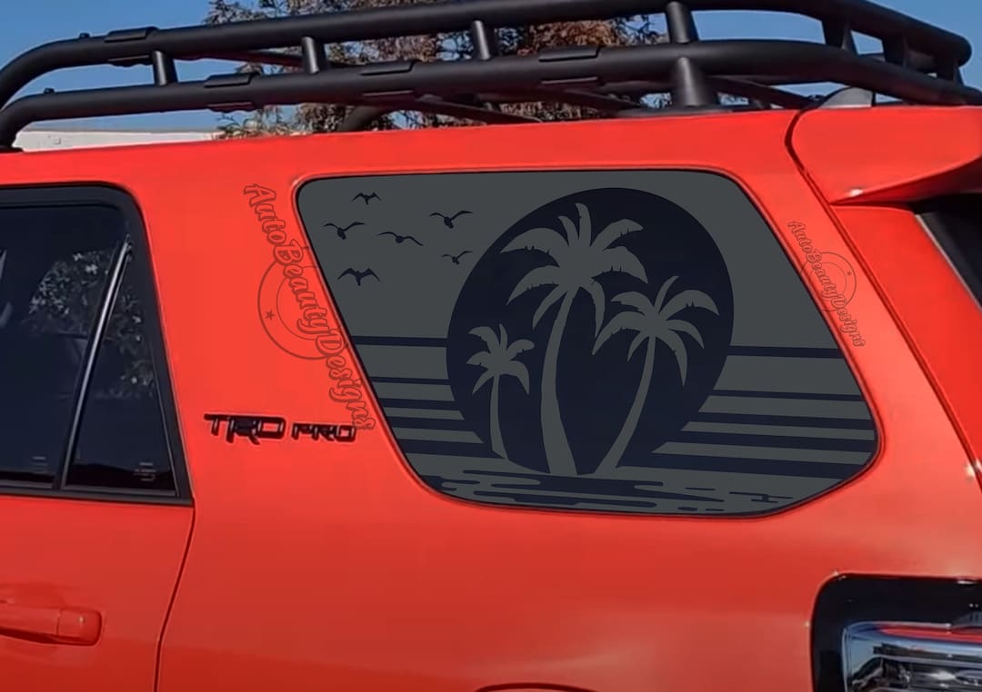 Fits 2010-2024 Toyota 4RUNNER Rear Side Window Beach Palm Tree Seagull ...