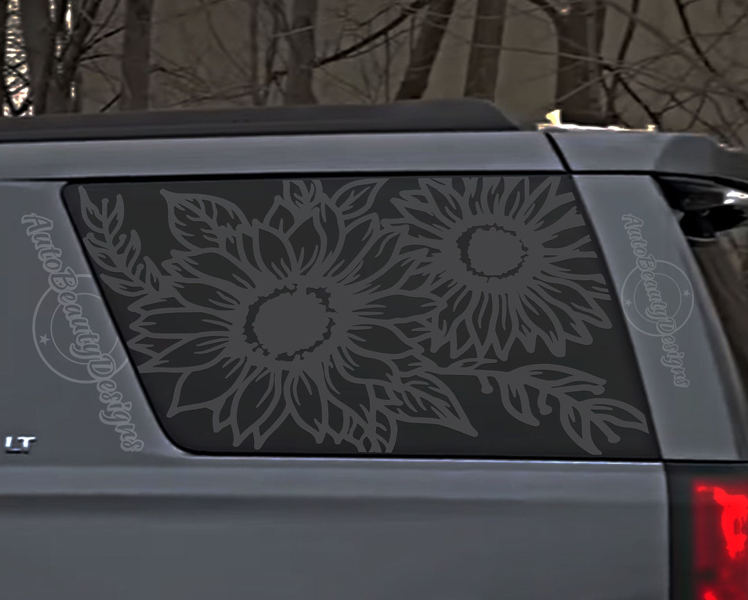 Fits 2015-2020 Chevy Tahoe Rear Side Window Floral Sunflowers Decal ...