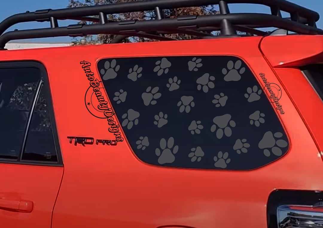 Fits 2010-2024 Toyota 4RUNNER Rear Side Window Paw Print Decal Sticker ...