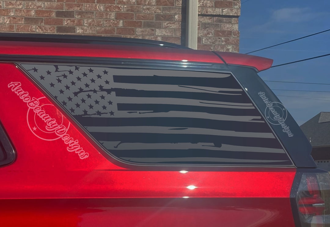 Fits 2021-2024 Chevy Tahoe Rear Side Windows Distressed American Flag ...