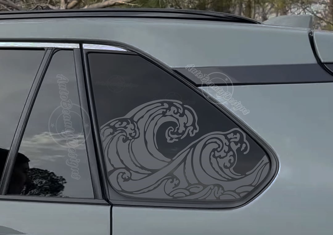 Fits 2019-2025 Toyota RAV4 Rear Side Window Ocean Waves Decal Sticker ...
