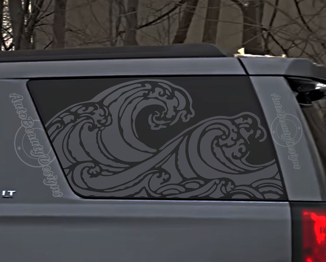 Fits 2015-2020 Chevy Tahoe Rear Side Window Ocean Waves Decal Sticker ...