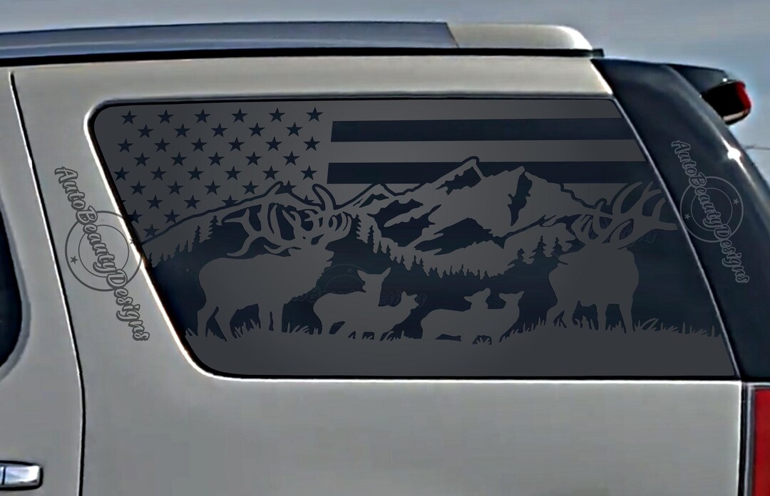 Fits 2007-2014 GMC Yukon Rear Side Window American Flag Mountain Tree ...