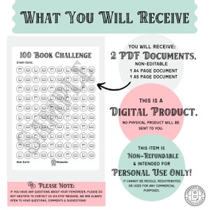 Book Challenge Tracker Printable Reading Journal Habit Tracker Book Log ...
