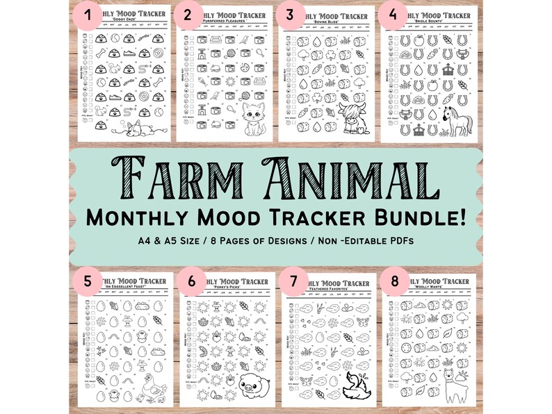 Cute Monthly Mood Tracker Printable Bujo Feelings Chart Undated Planner ...