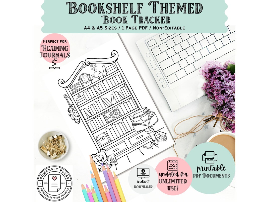Bookshelf Book Tracker Printable A5 Planner Insert Book Log Reading ...