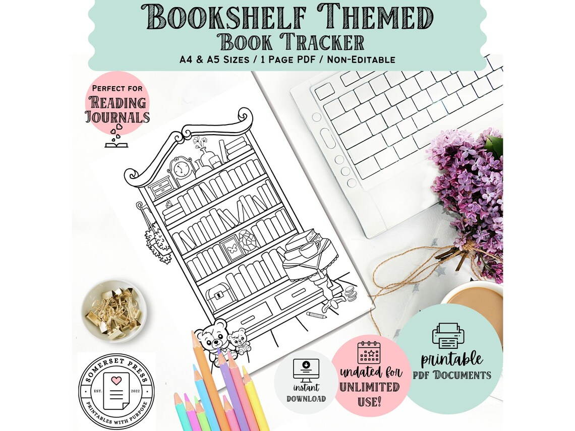 Bookshelf Book Tracker Printable A5 Planner Insert Book Log Reading ...