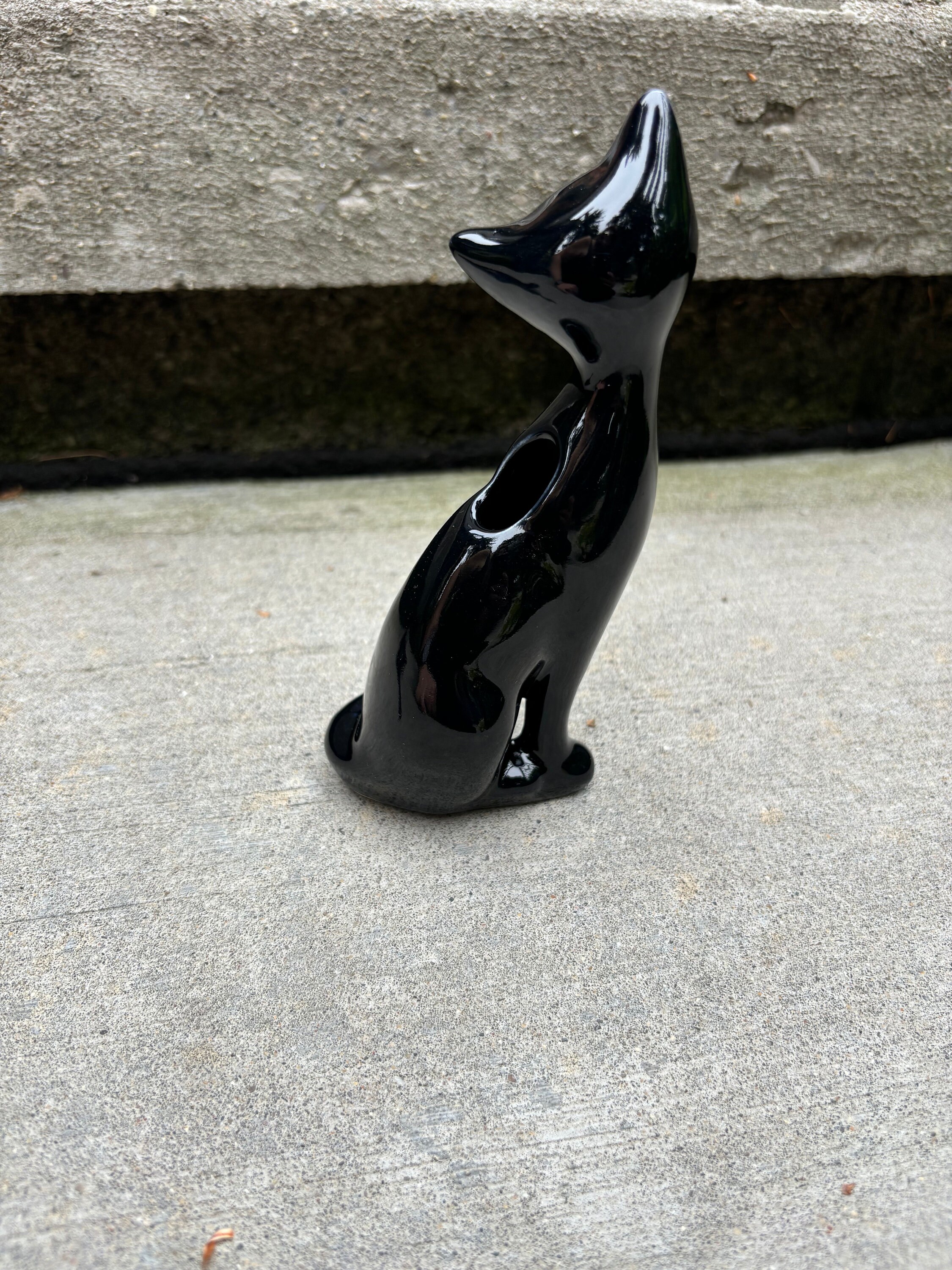 Black Ceramic Cat Vase - Etsy