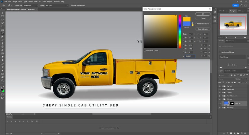 Vehicle Mockup - Chevy 2500 HD Single Cab Utility Bed - Etsy