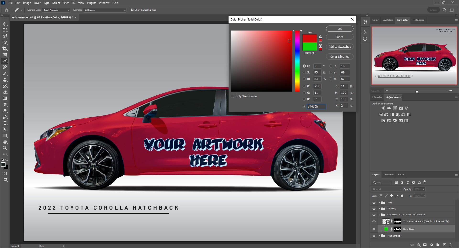 Vehicle Mockup Toyota Corolla Hatchback - Etsy