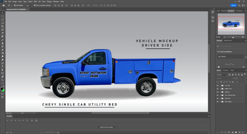 Vehicle Mockup - Chevy 2500 HD Single Cab Utility Bed - Etsy
