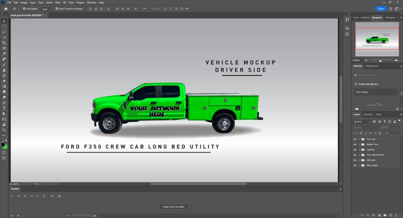 Vehicle Mockup - Ford F350 Crew Cab Long Bed Utility - Etsy