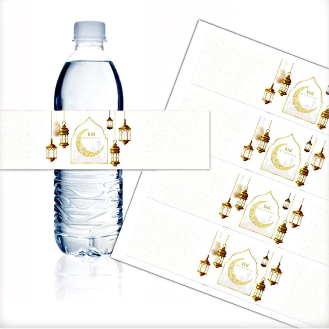 5pcs Eid Mubarak Bottle Labels Wrapper Self Adhesive Stickers Ramadan ...