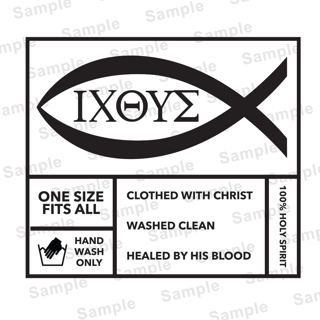 IXOYE Jesus Christ God’s Son Savior Jesus Fish Label Clothed in Christ ...