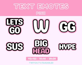 ANIMATED PINK 15-PACK Emotes Kawaii Cute Pink Animated Text Emote Pack ...