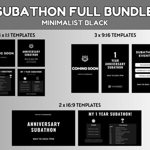 TWITCH SUBATHON Template Social Media Full Bundle Minimalist Black ...