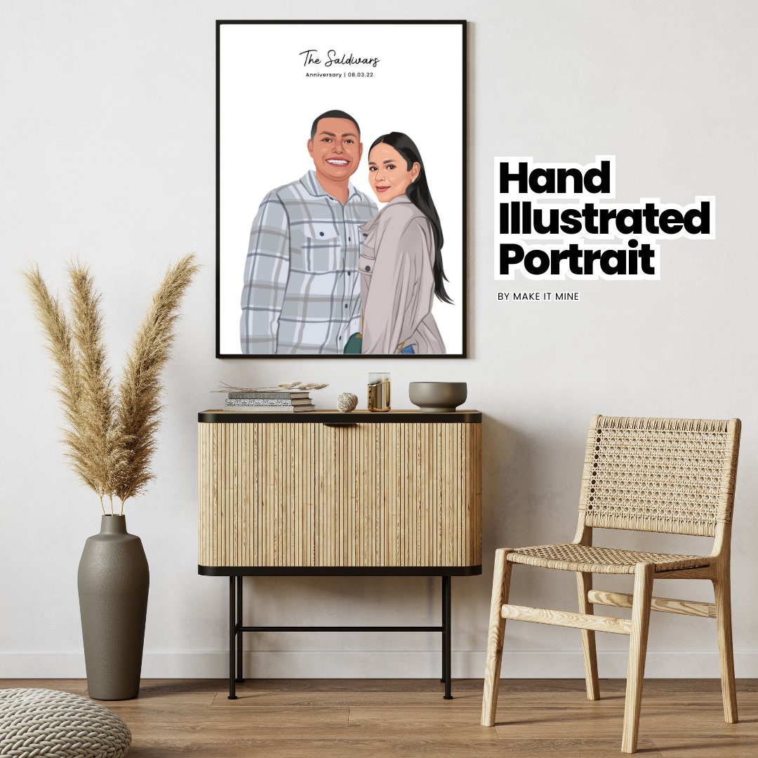 Hand Illustrated Portrait Couple and Family Portrait Couples Gift Ideas Personalized Couple ...