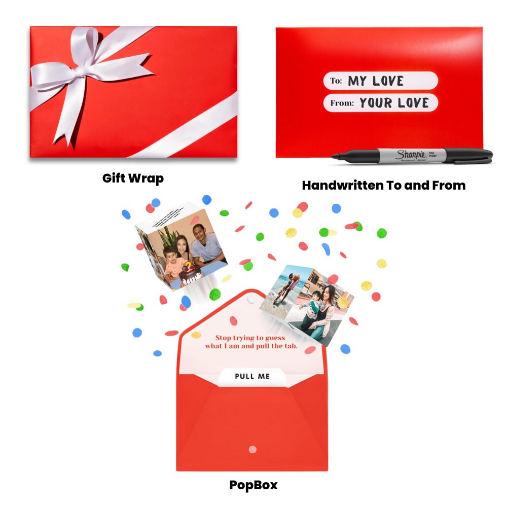Romantic Popbox Explosion Confetti Pop-up Greeting Card With Romantic Custom Photos 3D Cubes ...