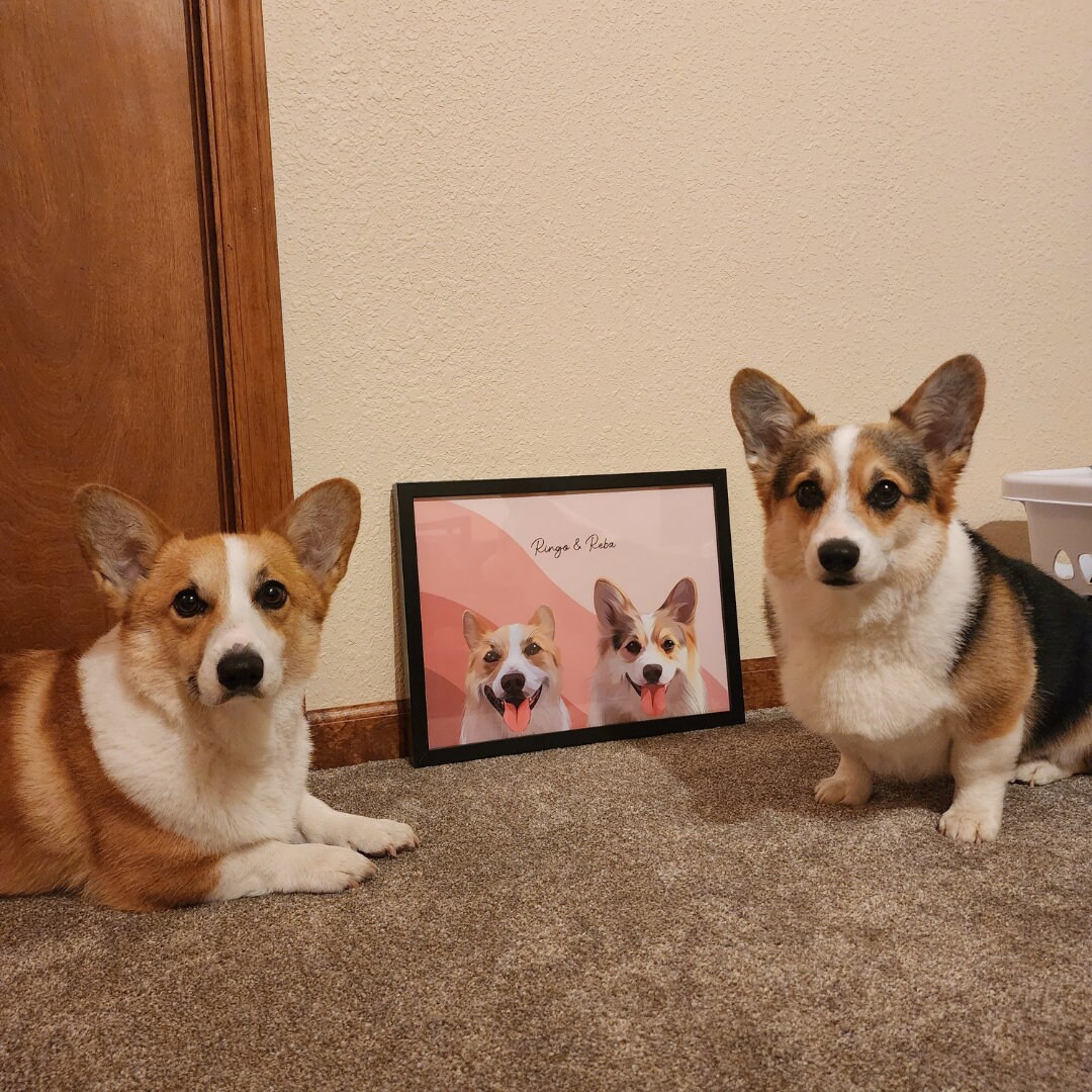 Hand Illustrated Pet Portrait Pet Drawing Pet Portrait Framed Drawing ...