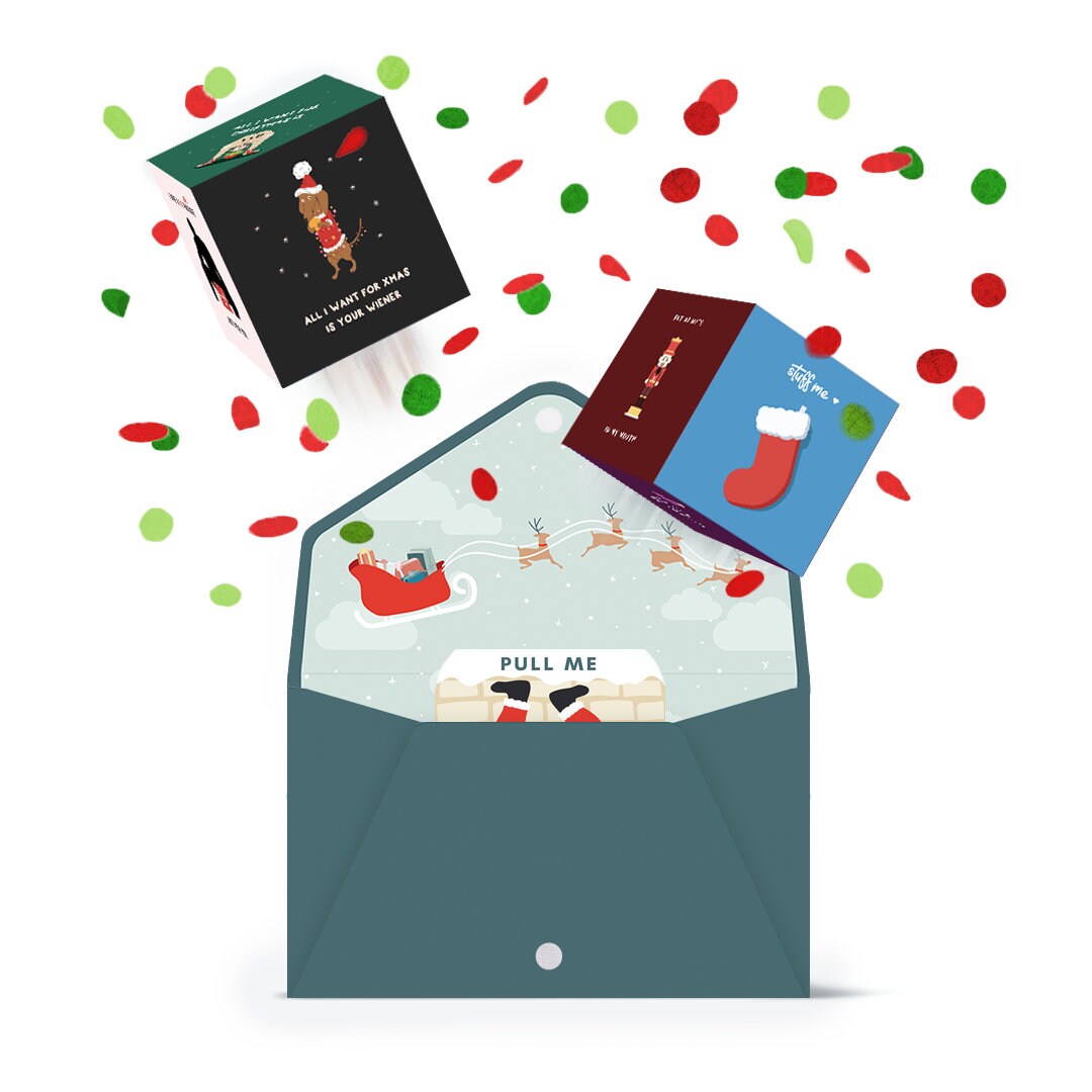 Christmas Confetti Popup Card Surprise Pop-up Card Funny - Etsy