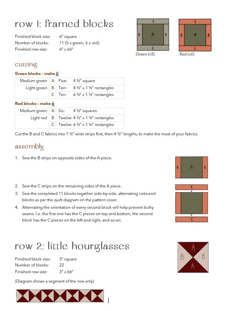PDF Quilt Pattern Download - "autumn" Patchwork Horizontal Row Sampler ...