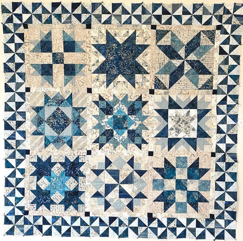 PDF Quilt Pattern Download - Patchwork Sampler Quilt - "stars in Her ...