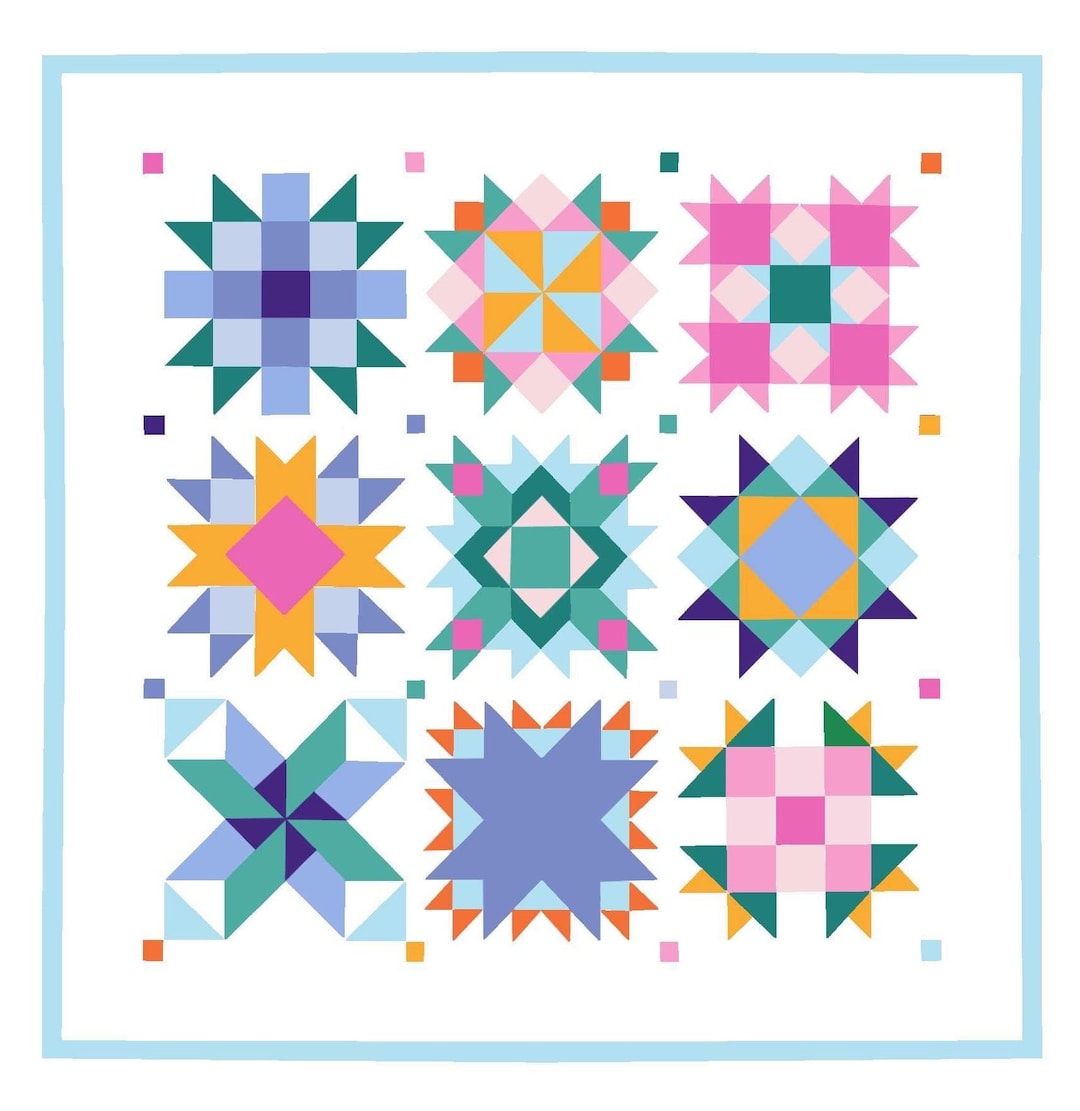 PDF Quilt Pattern Download - Patchwork Sampler Quilt - "stars in Her ...
