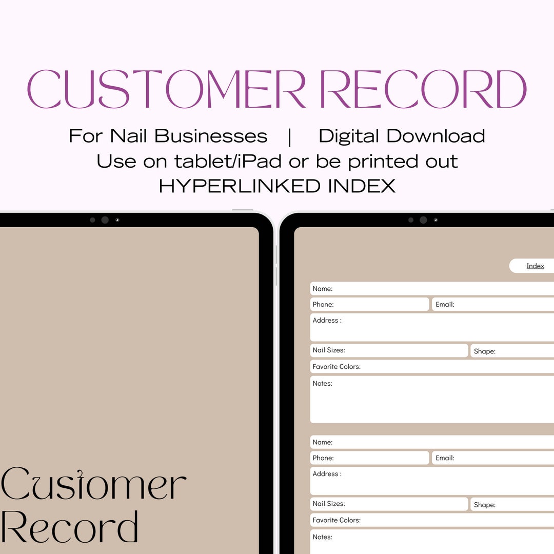 Nail Client Record Book for Nail Tech Business Customer Record Book for ...