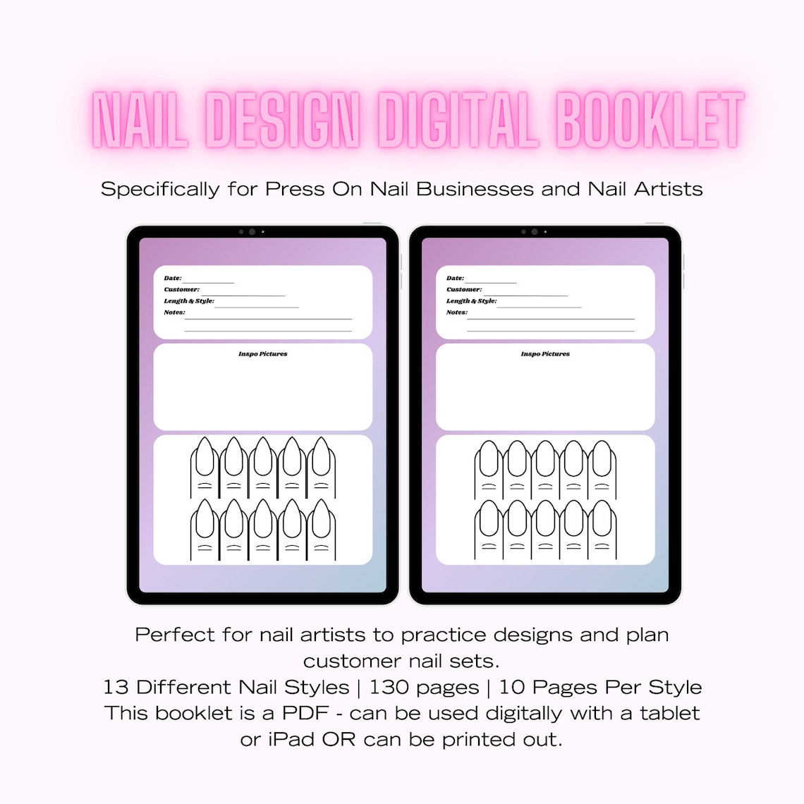 Every Nail Shape Template Nail Design Practice Nail Artist Design ...