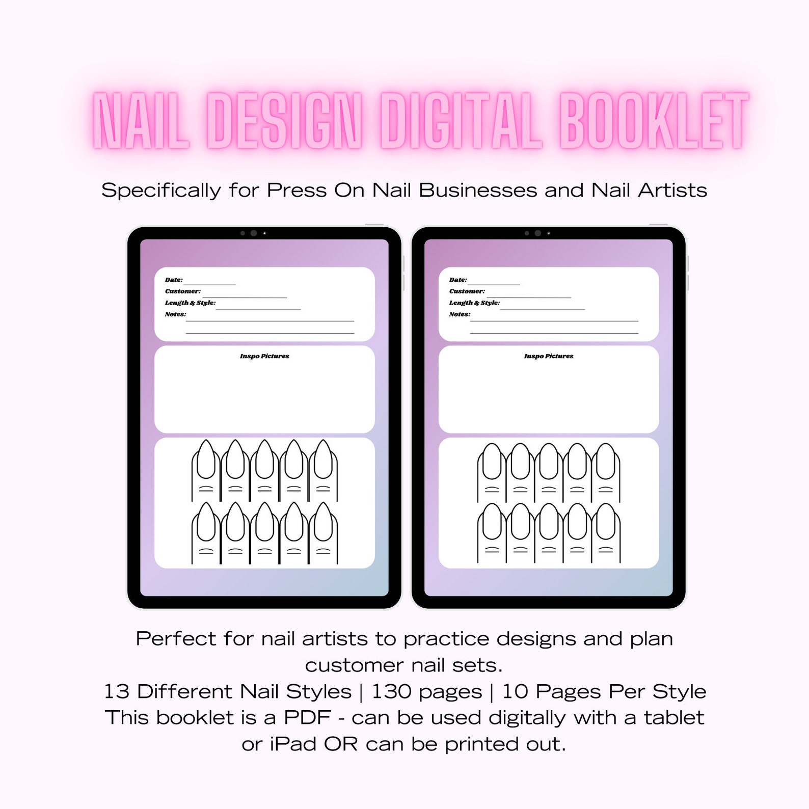 Every Nail Shape Template Nail Design Practice Nail Artist Design ...