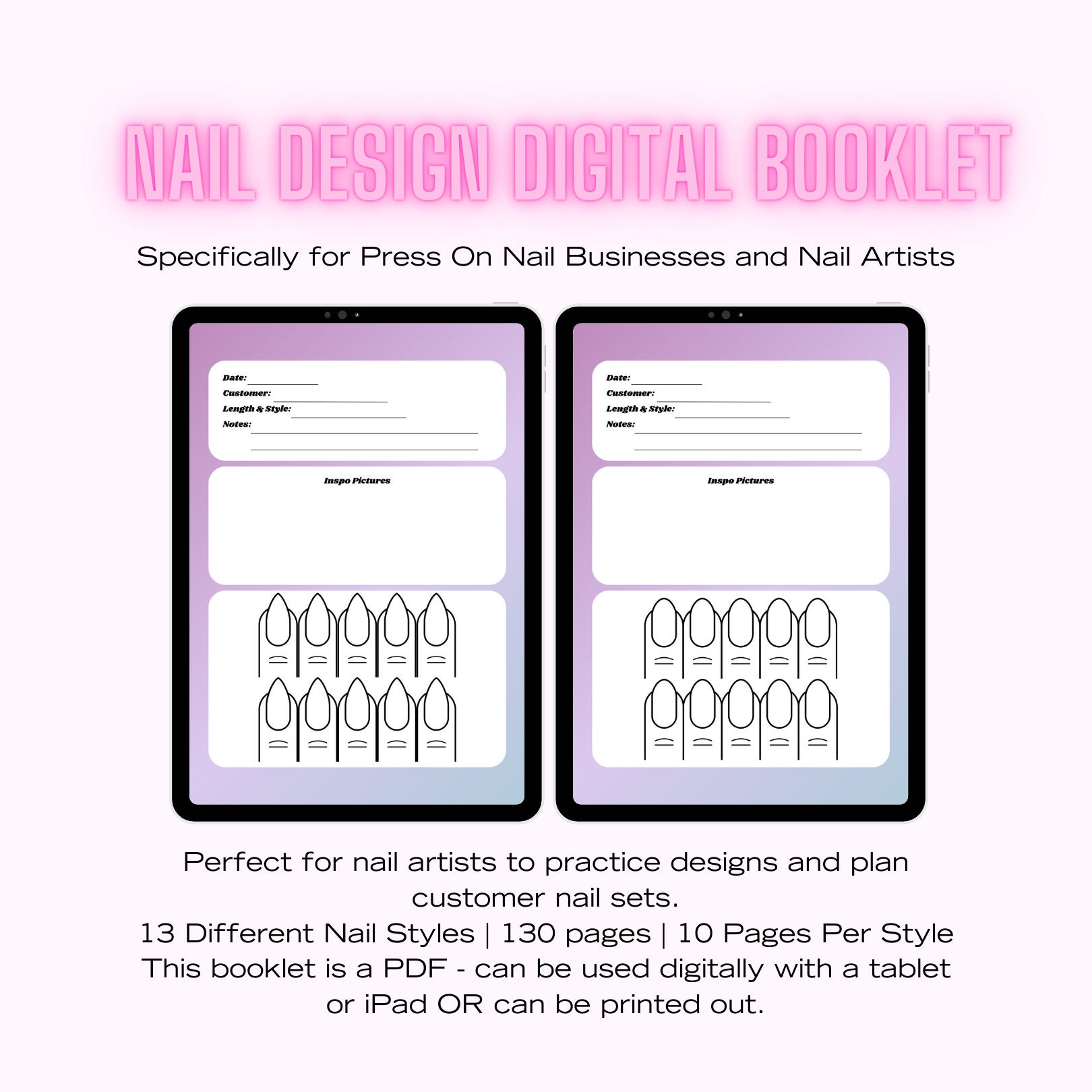 Every Nail Shape Template Nail Design Practice Nail Artist Design ...