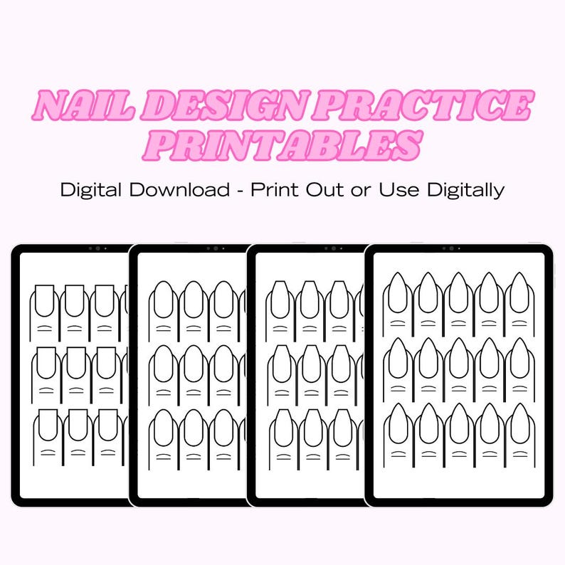Nail Art Practice Template: Short Nail Design (PDF) - Etsy