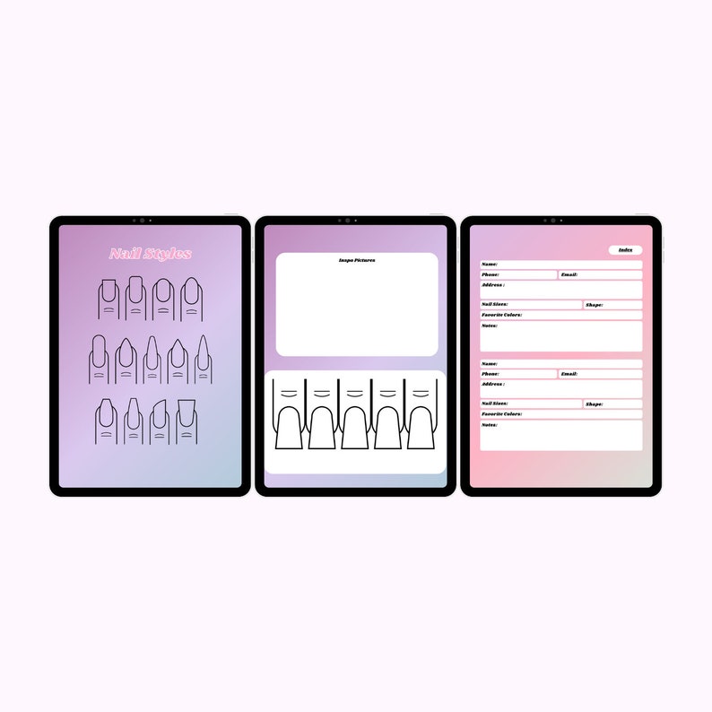 Nail Art Template Bundle PDF Digital Download Nail Artist Client Record ...