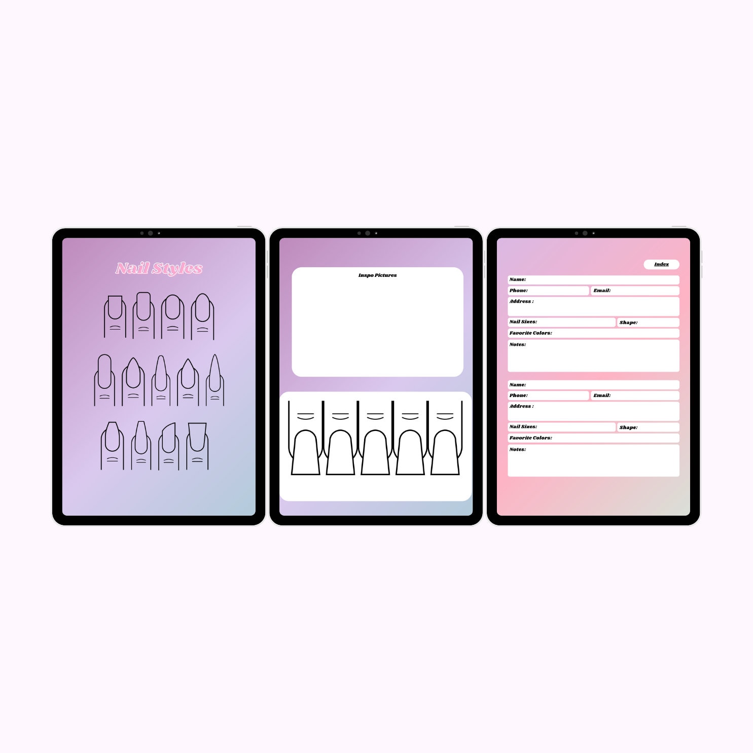 Nail Art Template Bundle PDF Digital Download Nail Artist Client Record ...