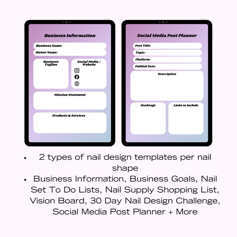 Nail Design Planner Digital Download Template for Nail Technician ...