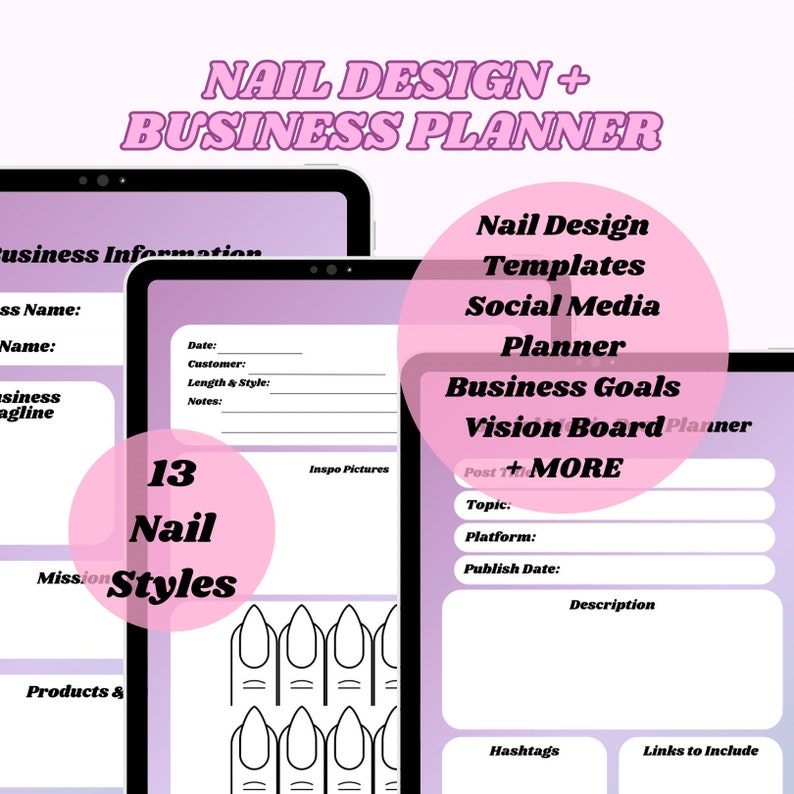 Nail Design Planner Digital Download Template for Nail Technician ...