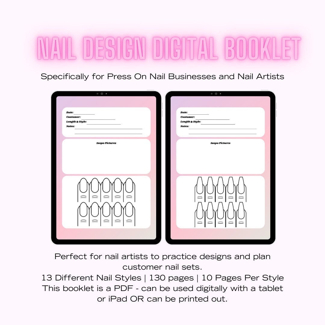 Nail Design Planner Booklet PDF Digital Download Nail Artist Practice ...