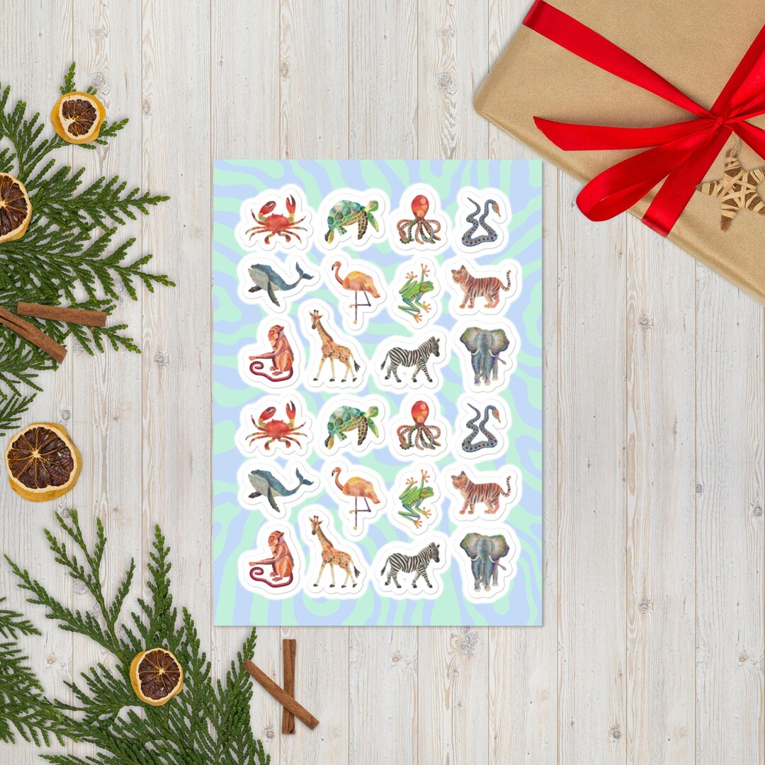 Animal Stickers - 24 Stickers per Sheet - FREE SHIPPING If You Order 3 ...