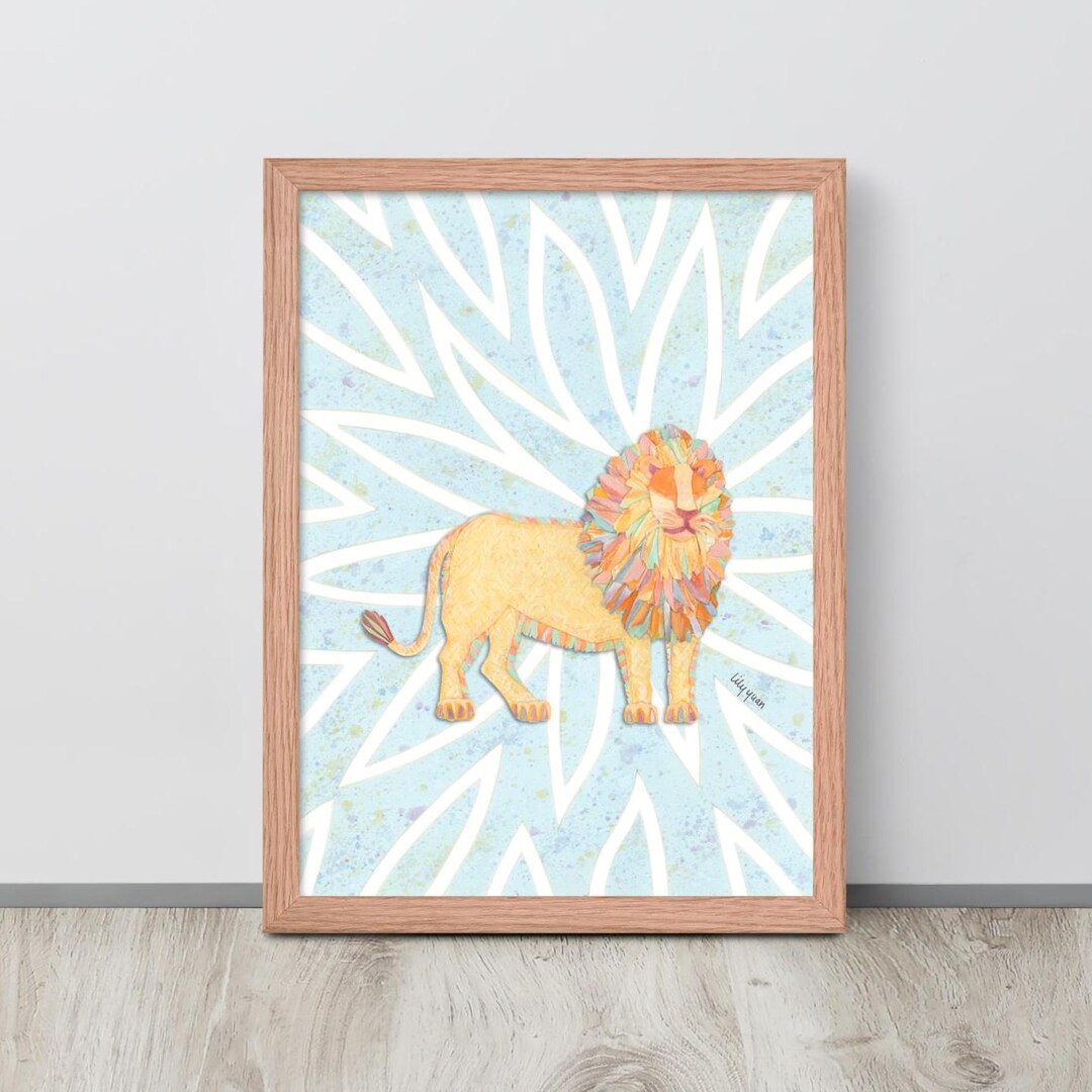 Lion & Mane - Framed Art Print - Painted Cut Paper Art, Safari/savanna ...