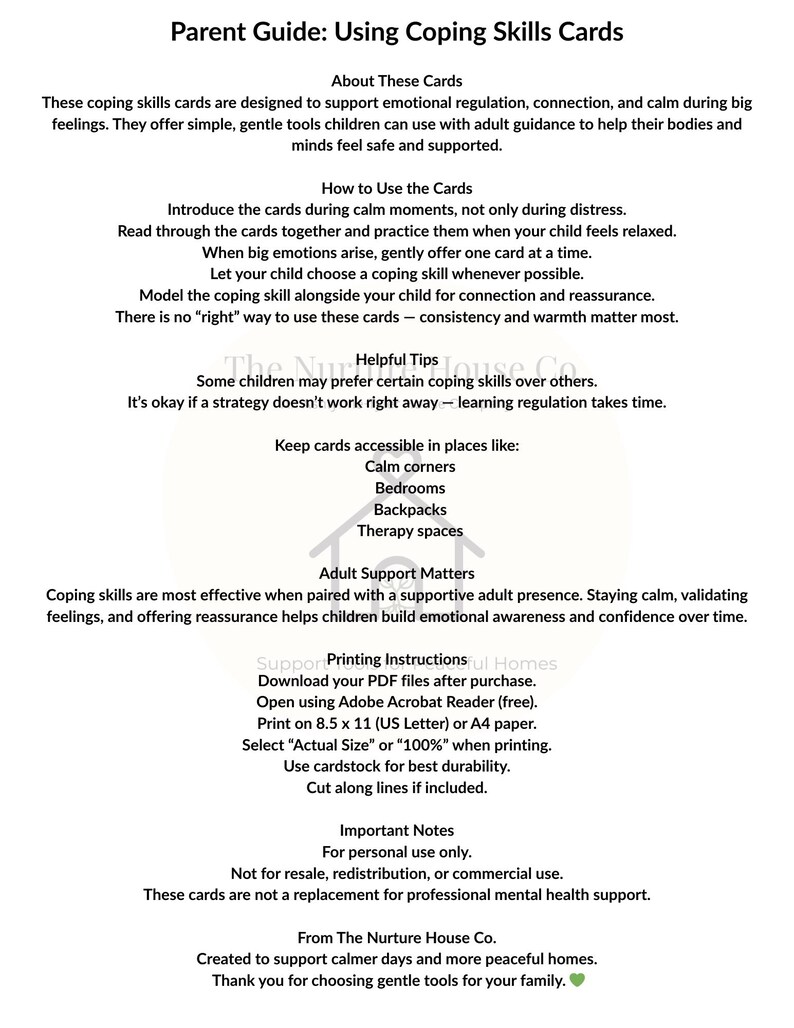 Coping Skills Cards for Kids | Calm Down Cards | Emotional Regulation ...